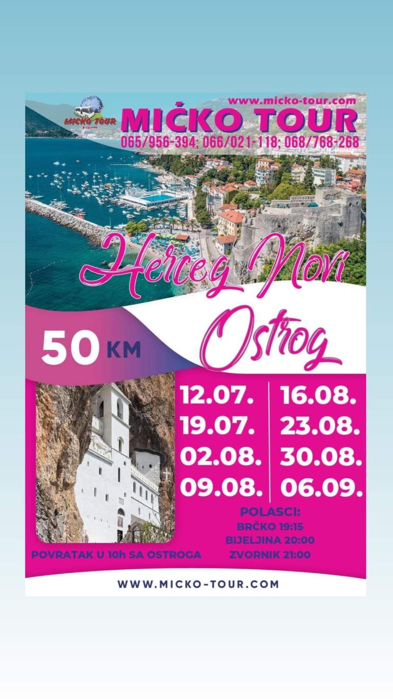 I ovog leta Mićko tour vas vozi na more i Ostrog svakog vikenda ...